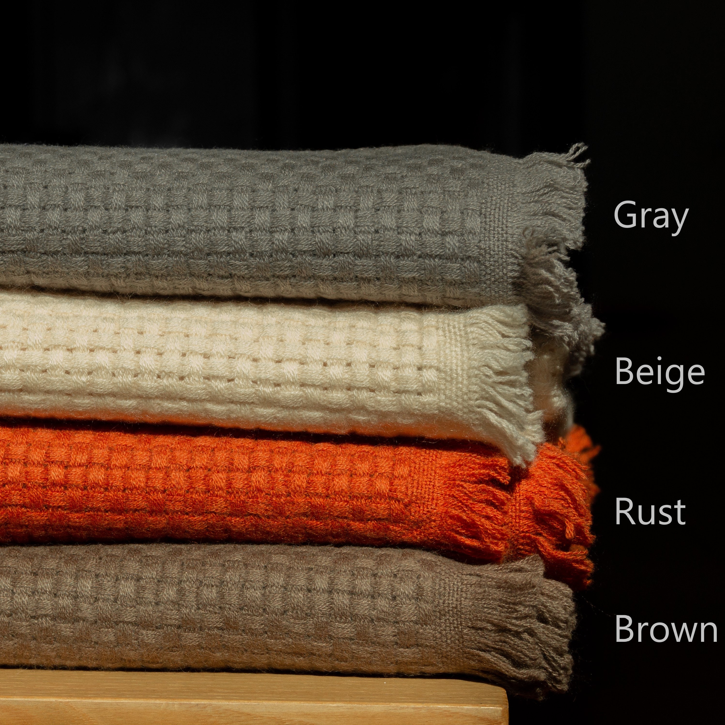 Luxury Cashmere Blanket in Undyed Beige Color. Chunky Sofa Throw for ...