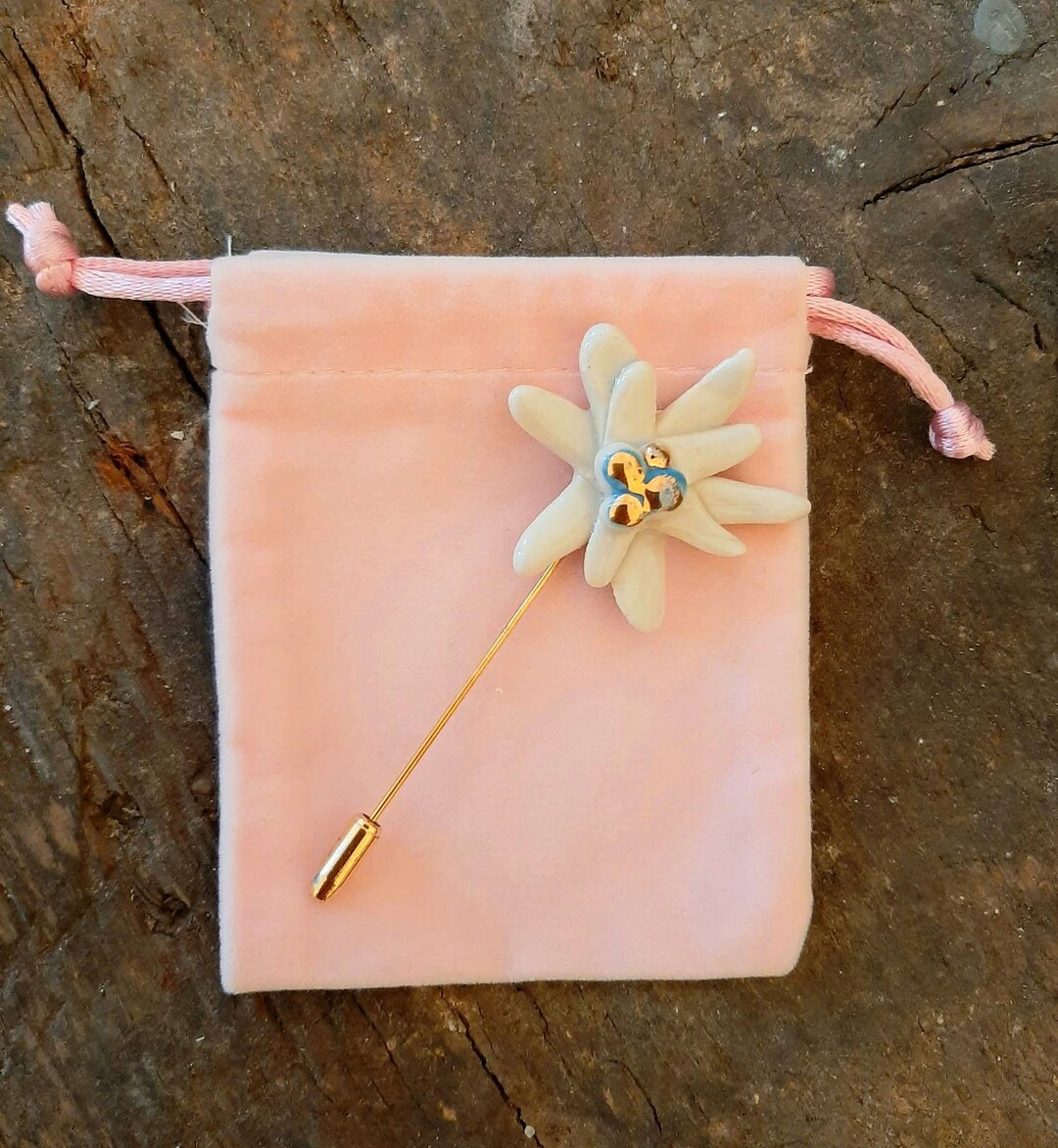 Porcelain Edelweiss With Gold Plating on a Gold Hat Pin - Etsy