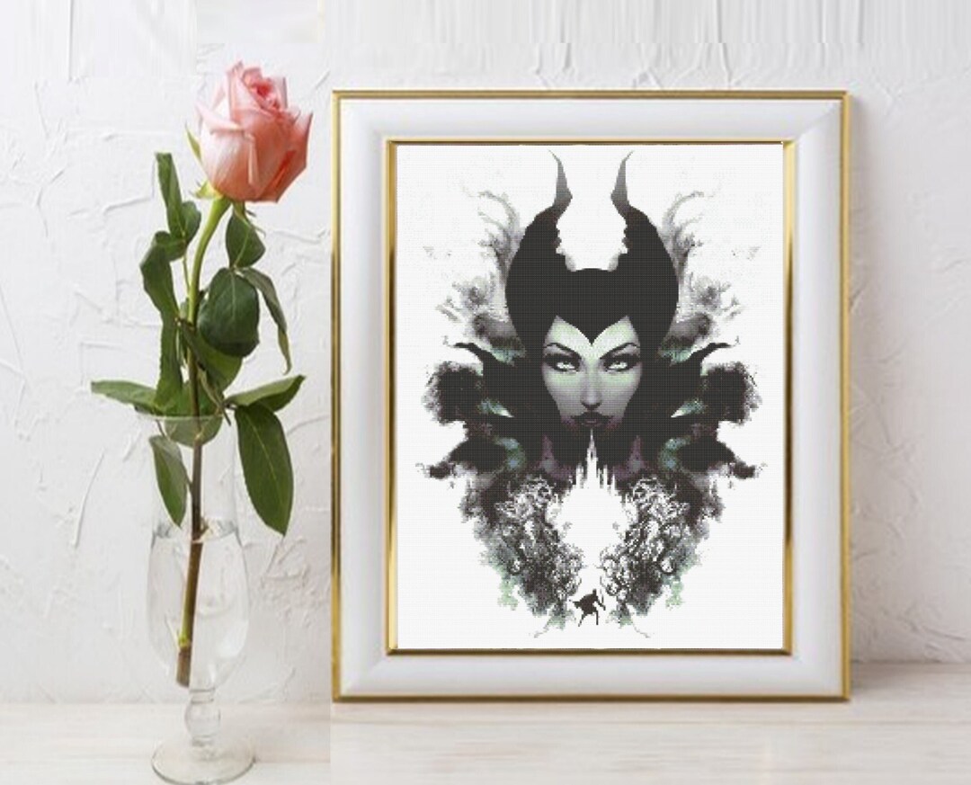 Maleficent Cross Stitch Pattern, Villain Counted Cross Stitch Pattern ...