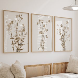 Floral Decor Set of 3, Nature Poster, Minimalist Gallery Wall, Flowers ...