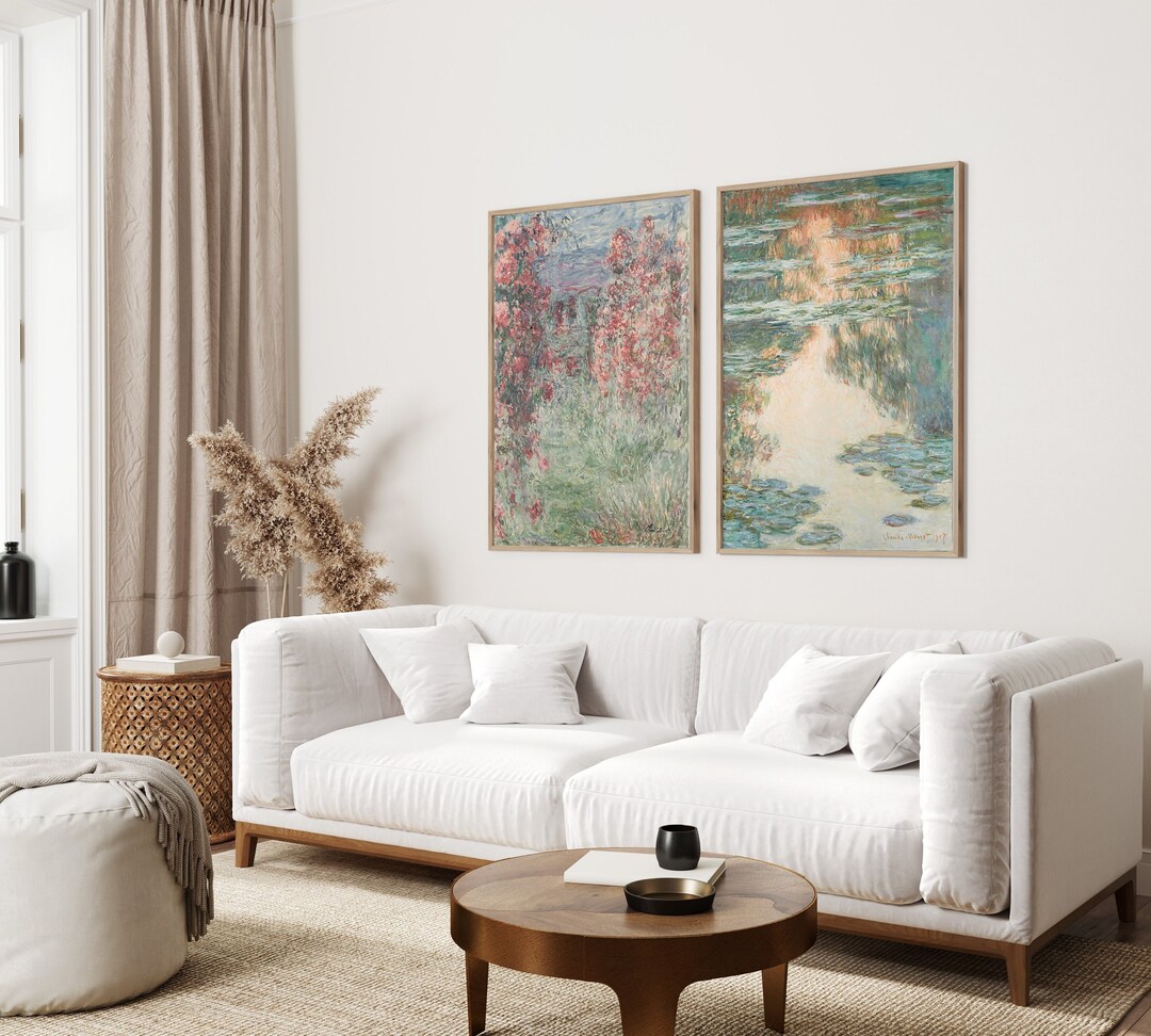 Claude Monet Art Set of 2, Monet Print, Monet Poster, Nature Art, Muted ...