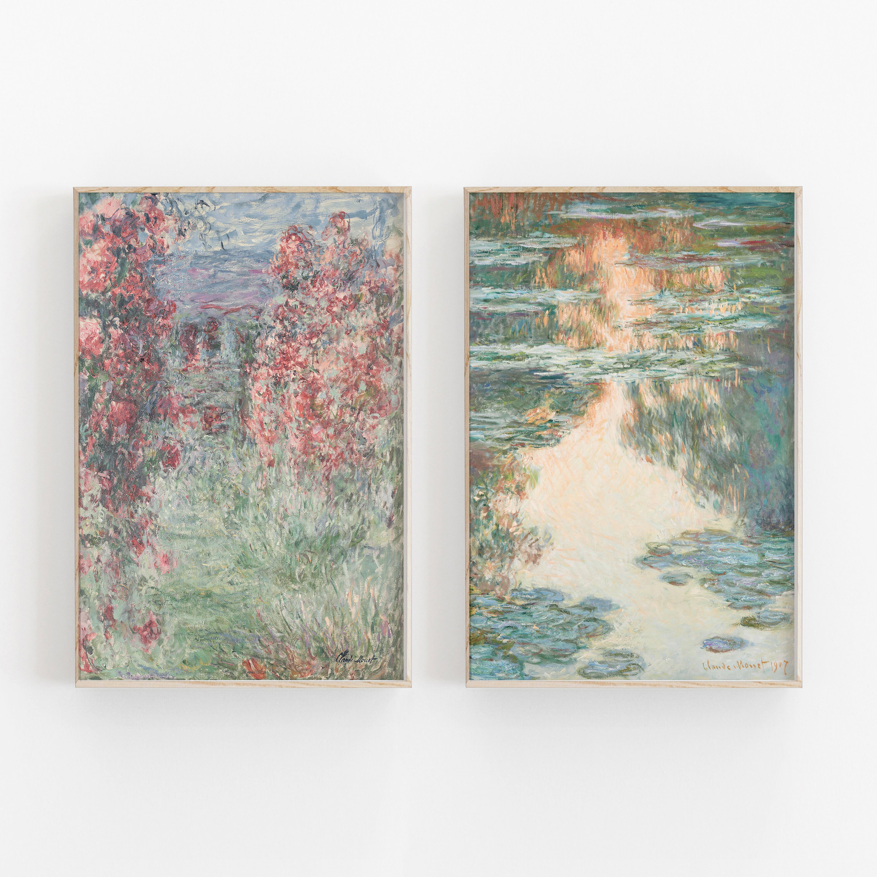Claude Monet Art Set of 2, Monet Print, Monet Poster, Nature Art, Muted ...