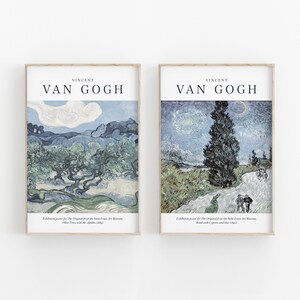 Vincent Van Gogh Blue Art Set of 2, Classic Exhibition Poster ...