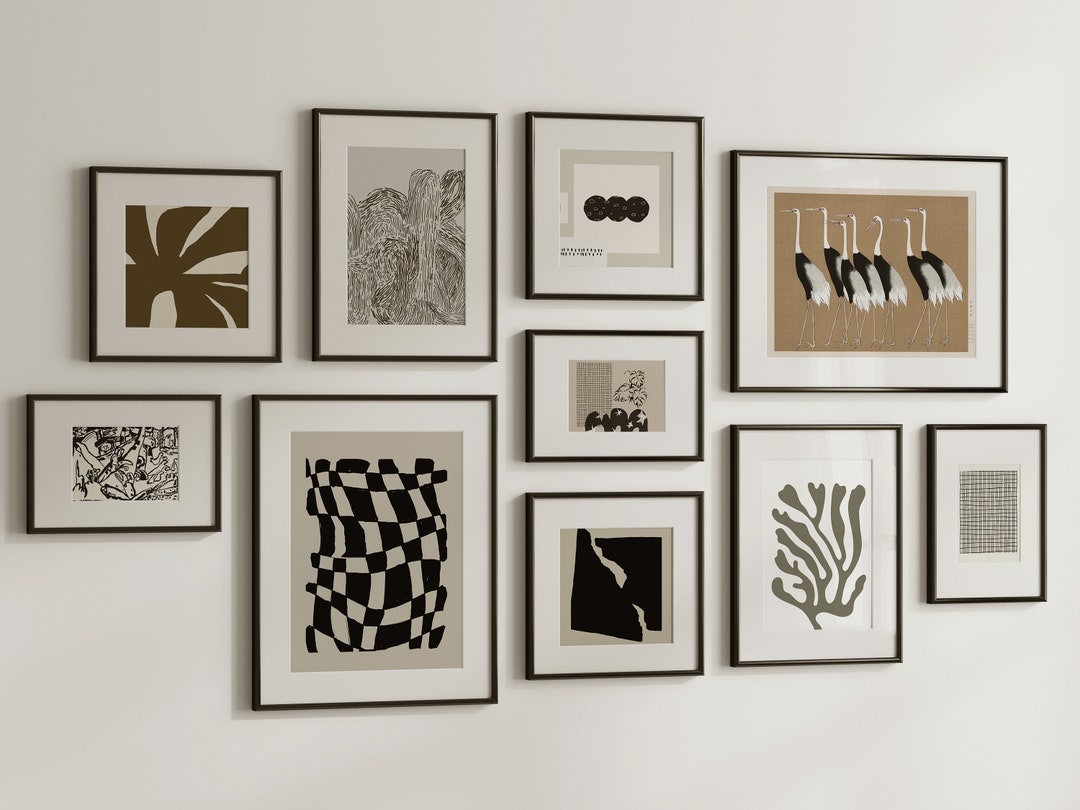 Gallery Wall Print Set of 10, Bundle Set Art Print, Neutral Gallery ...