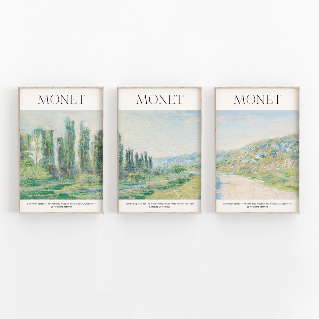 Claude Monet Set of 3, Nature Poster, Minimalist Gallery Wall, Monet ...