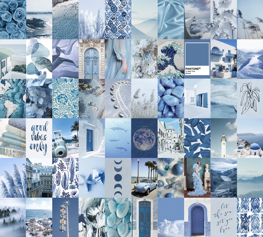 Buy Blue Wall Collage Kit Blue Aesthetic Collage Kit, Printable Collage ...