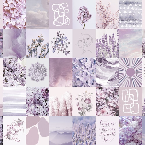 Purple Aesthetic Wall Collage Kit digital Download 50pcs - Etsy