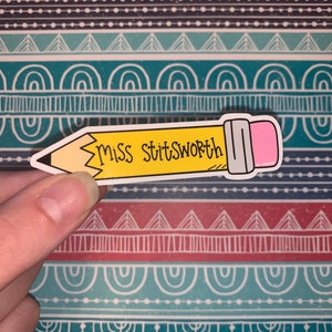 Custom Teacher Sticker | Pencil Sticker | Teacher Appreciation | Gift ...