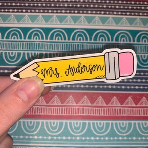 Custom Teacher Sticker | Pencil Sticker | Teacher Appreciation | Gift ...