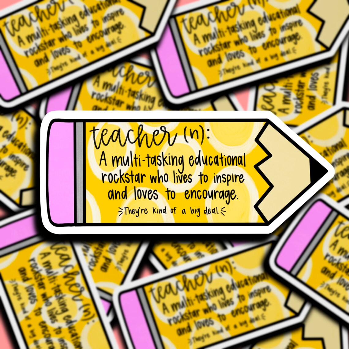 Teacher Sticker Pencil Sticker Weatherproof Sticker - Etsy