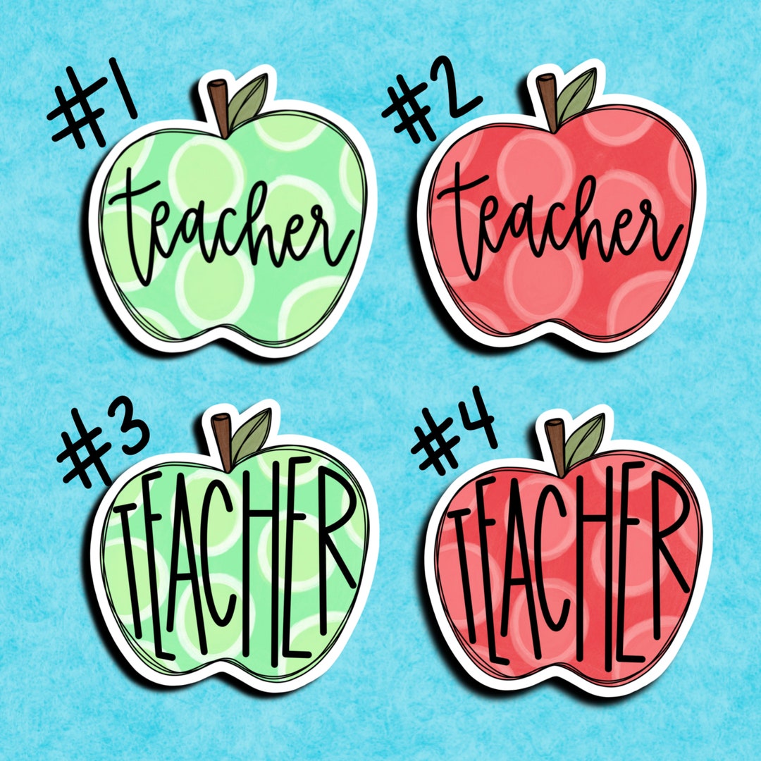 Teacher Apple Sticker | Weatherproof Sticker | Laptop Sticker | Water ...