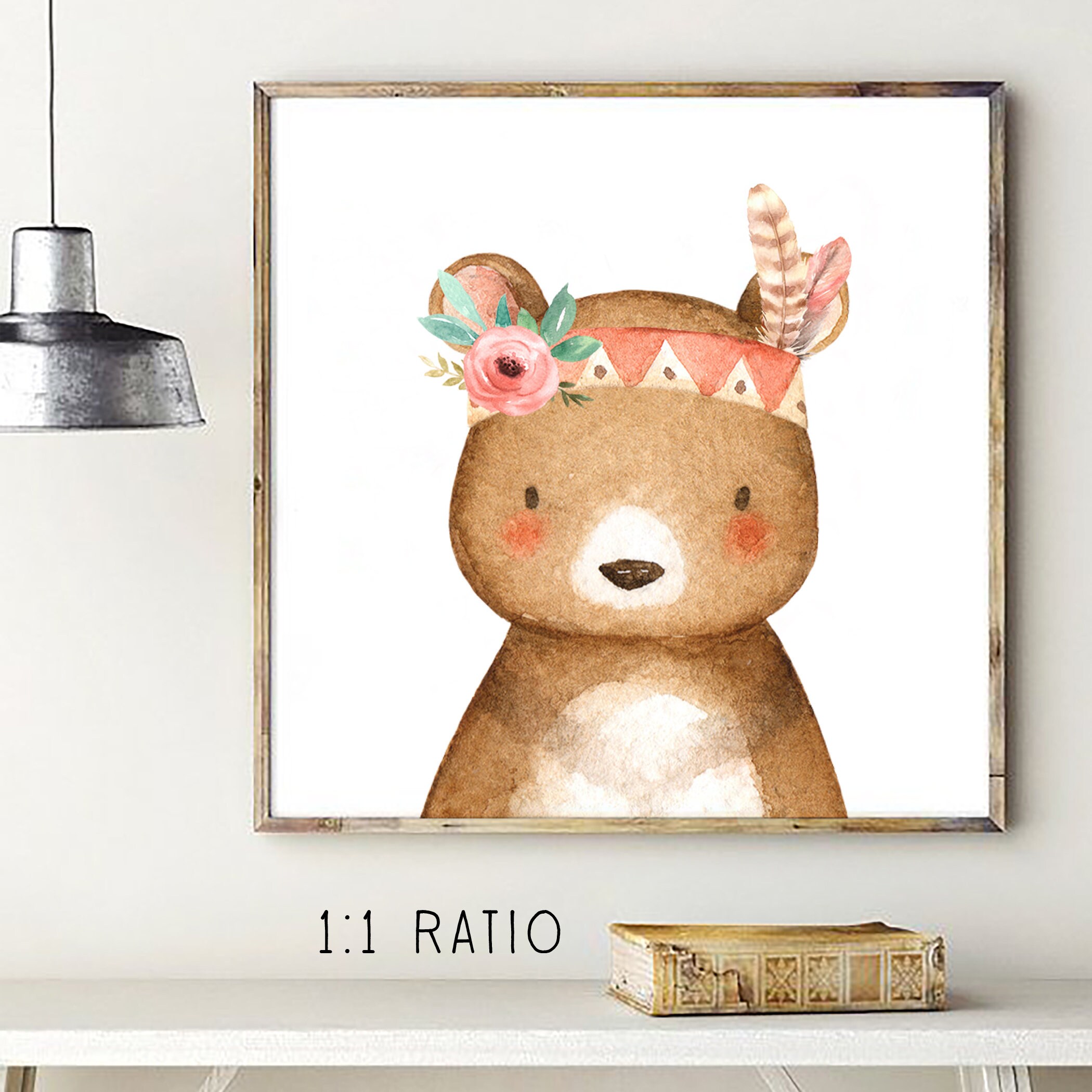 Boho Bear Nursery Print Boho Nursery Decor Woodland Art - Etsy