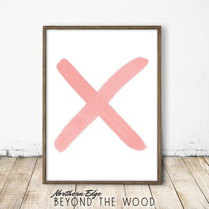 XO Print, Minimalist Print, Letter X Print, Pink Paint Wall Art, Baby ...