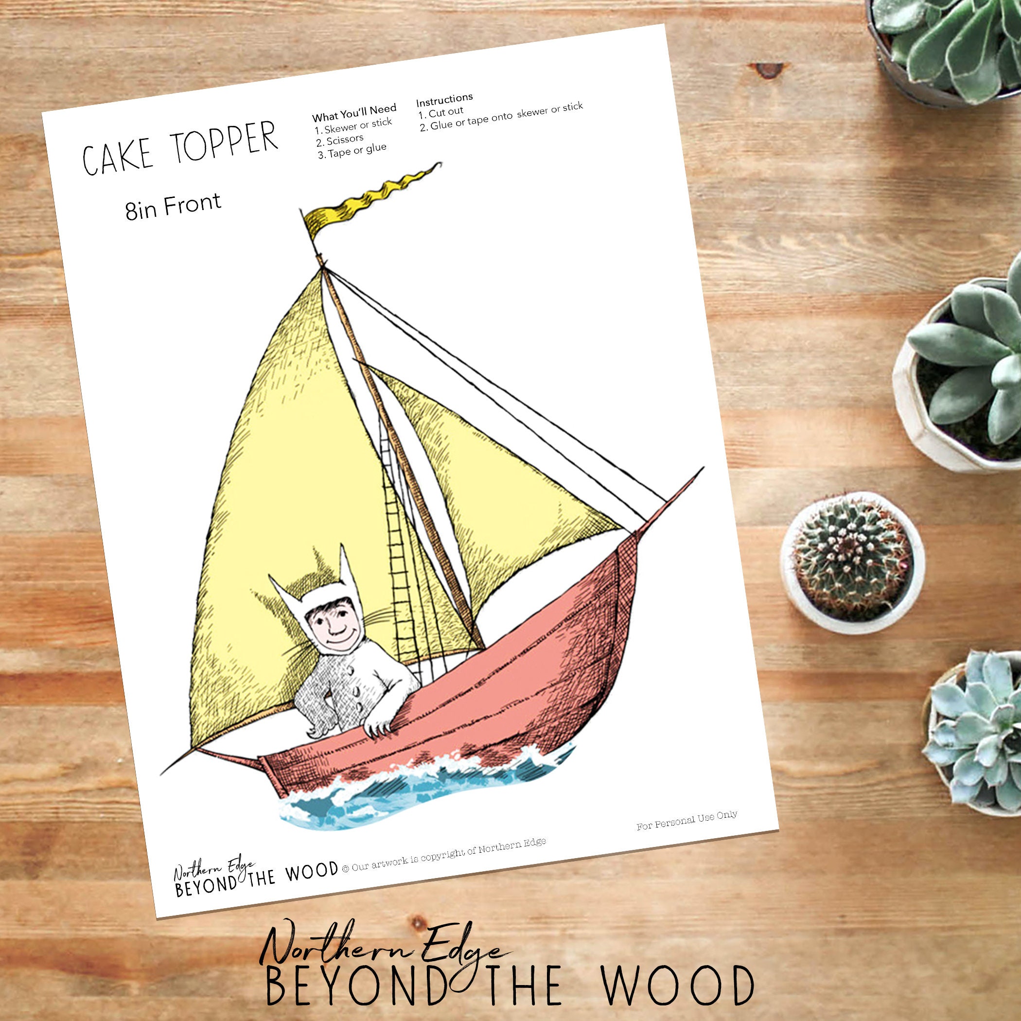 Where the Wild Things Are Printable Cake Topper, Boat Cake Topper, Wild ...