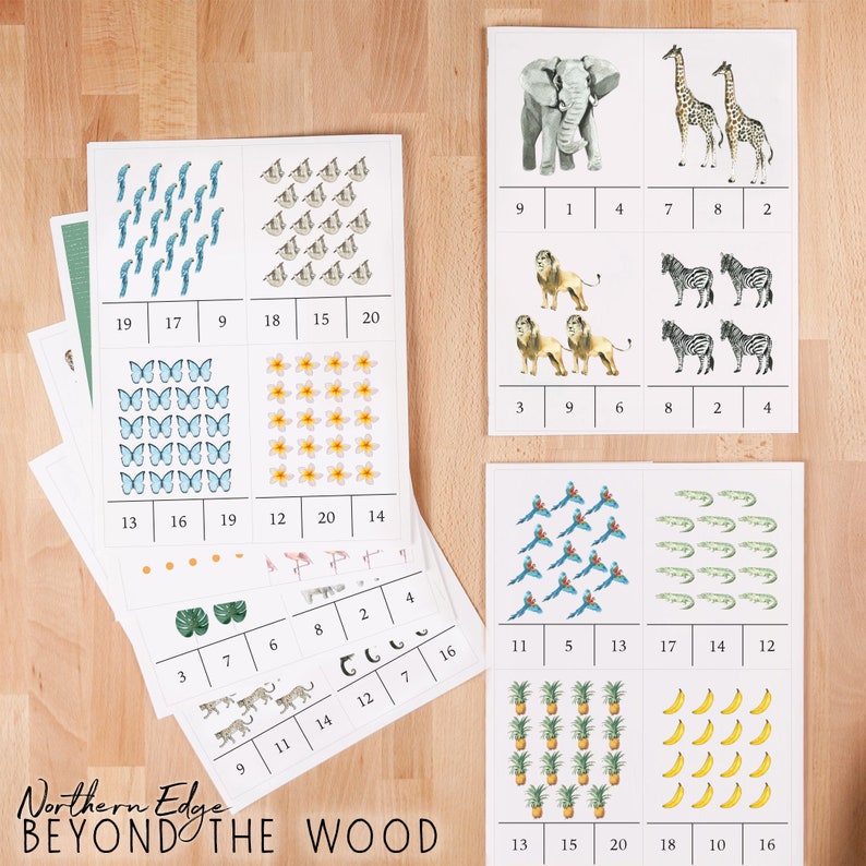 Zoo Animal Clip Flash Card Montessori Counting Printable | Etsy