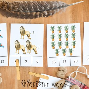Zoo Animal Clip Flash Card, Montessori Counting Printable, Educational ...