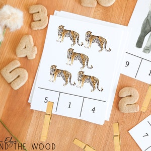 Zoo Animal Clip Flash Card, Montessori Counting Printable, Educational ...