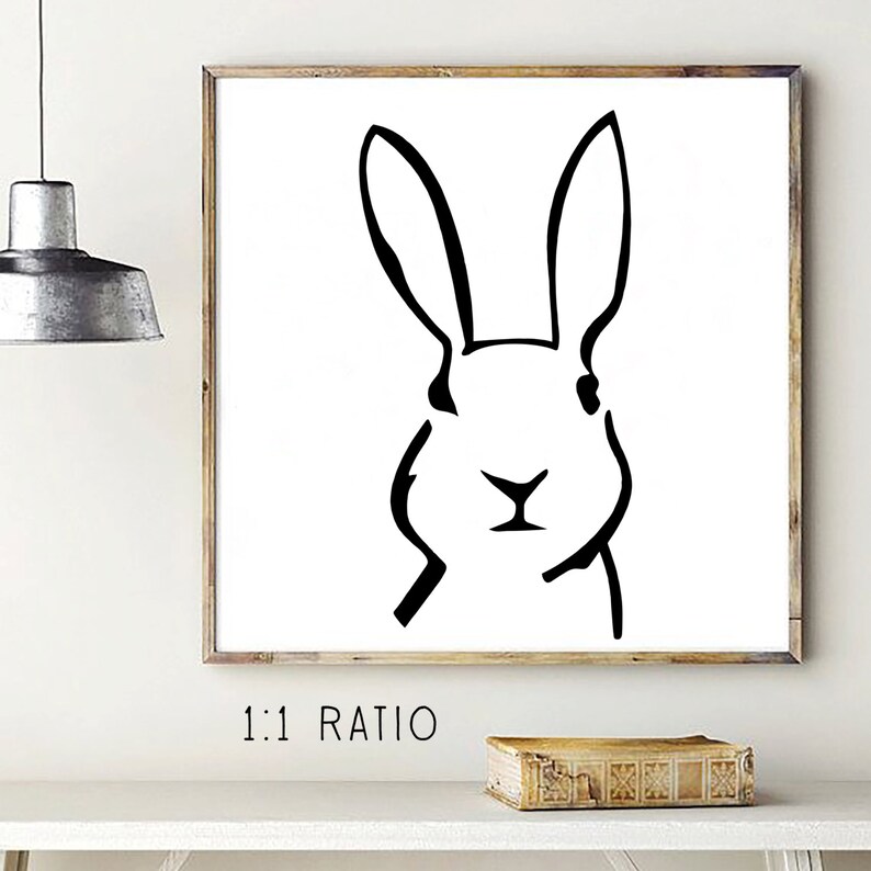 Scandinavian Bunny Print White Bunny Art White Rabbit Art | Etsy