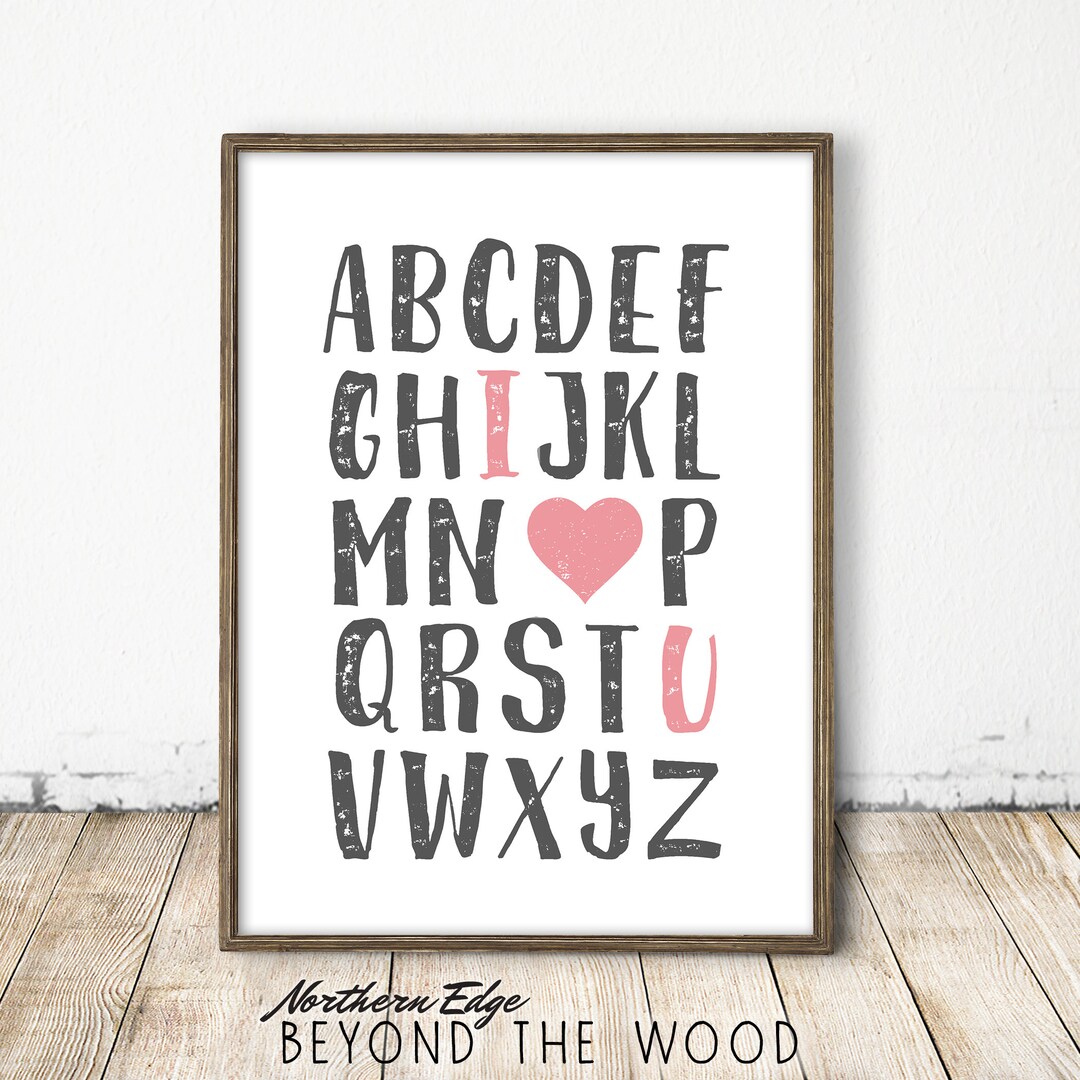 Alphabet Print, Pink Nursery Art, Baby Girl Nursery Decor, Pink Quote ...