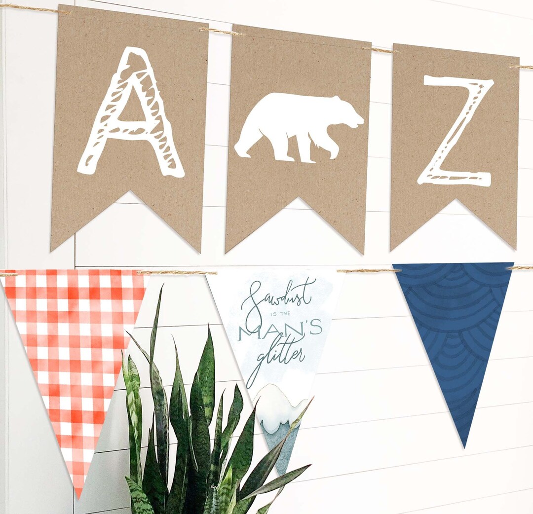 Lumberjack Printable Wood Party Banner, Forest Birthday Banner ...