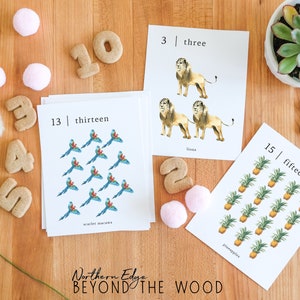 Zoo Animal Numbers 1-20 Flash Cards, Montessori Counting Printable ...