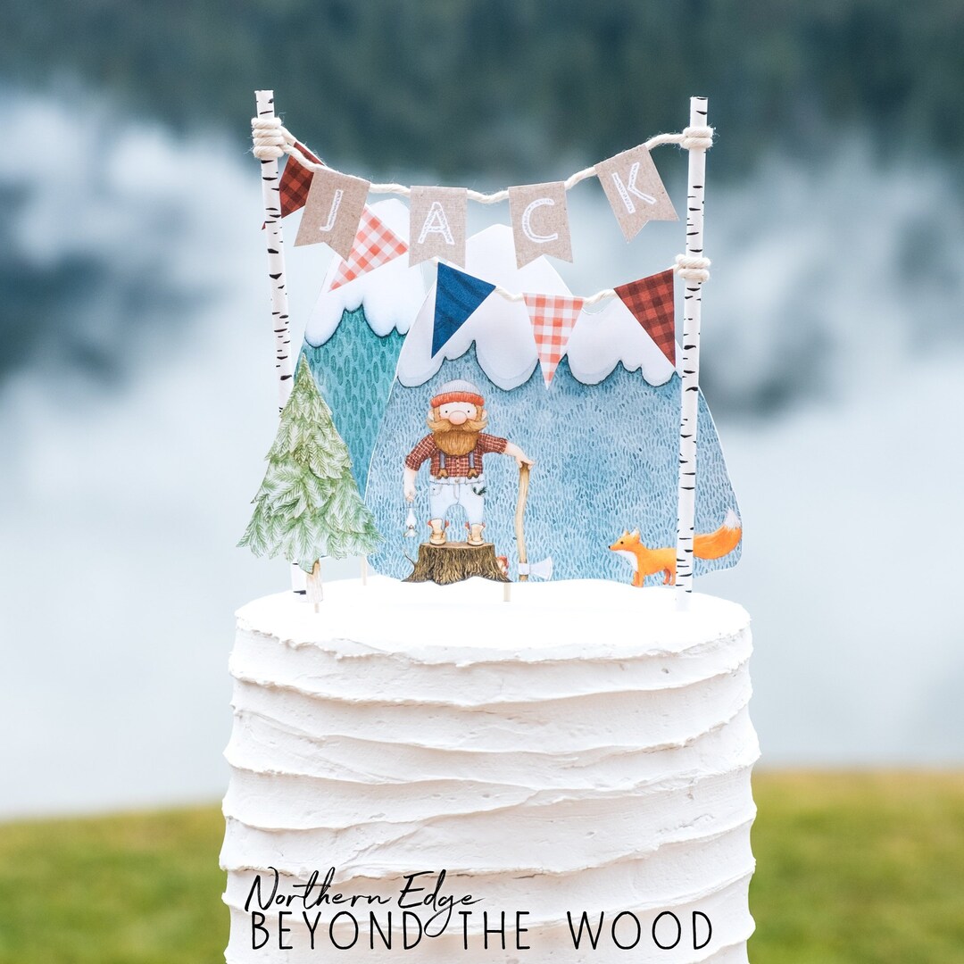 Lumberjack Cake Topper, Printable Cake Topper, Forest Cake Decor ...