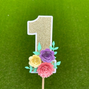 Flower Cake Topper, 1 Cake Topper, Floral First Birthday, First ...