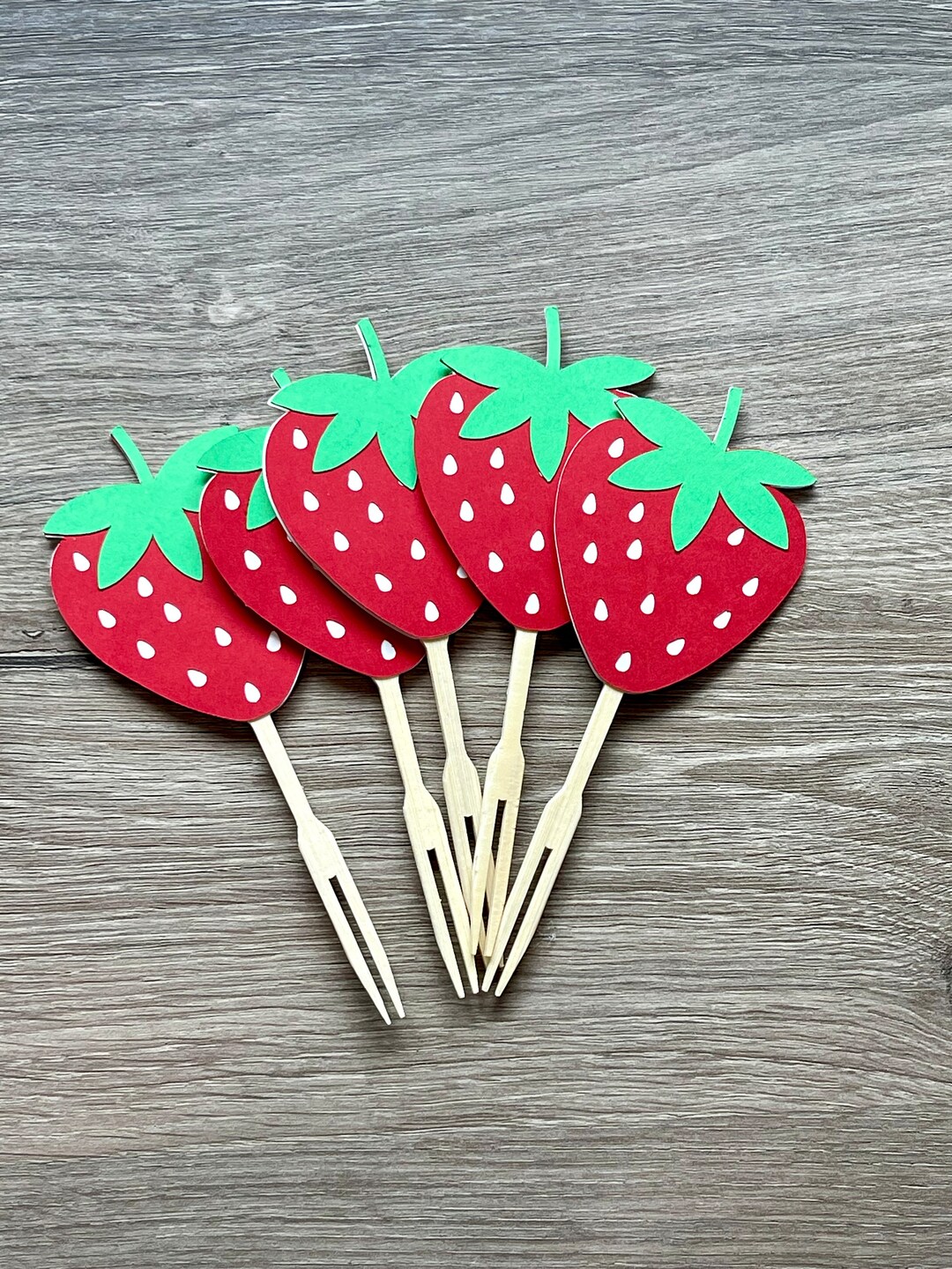Strawberry Cupcake Toppers, Strawberries Toppers, Tutti Fruitti - Etsy