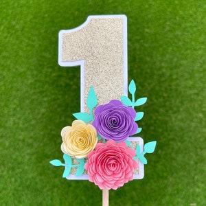 Flower Cake Topper, 1 Cake Topper, Floral First Birthday, First ...