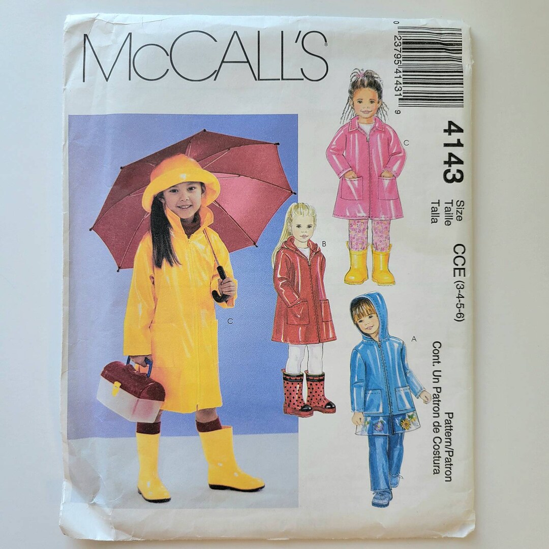 Girls Rain Coat Pattern Uncut Rain Jacket Pattern Rain Hat - Etsy