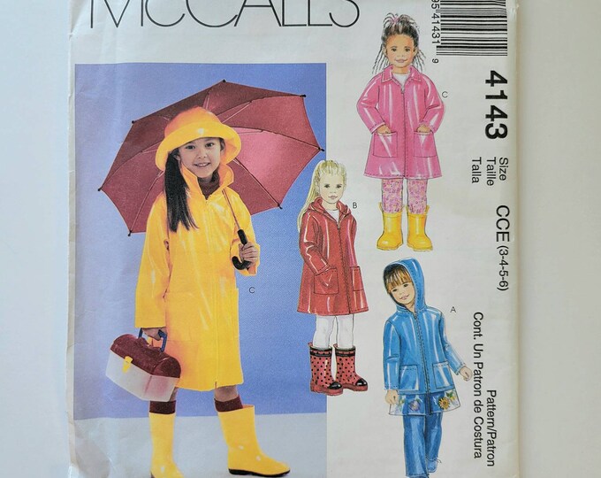 Girls Rain Coat Pattern, Uncut, Rain Jacket Pattern, Rain Hat Pattern ...