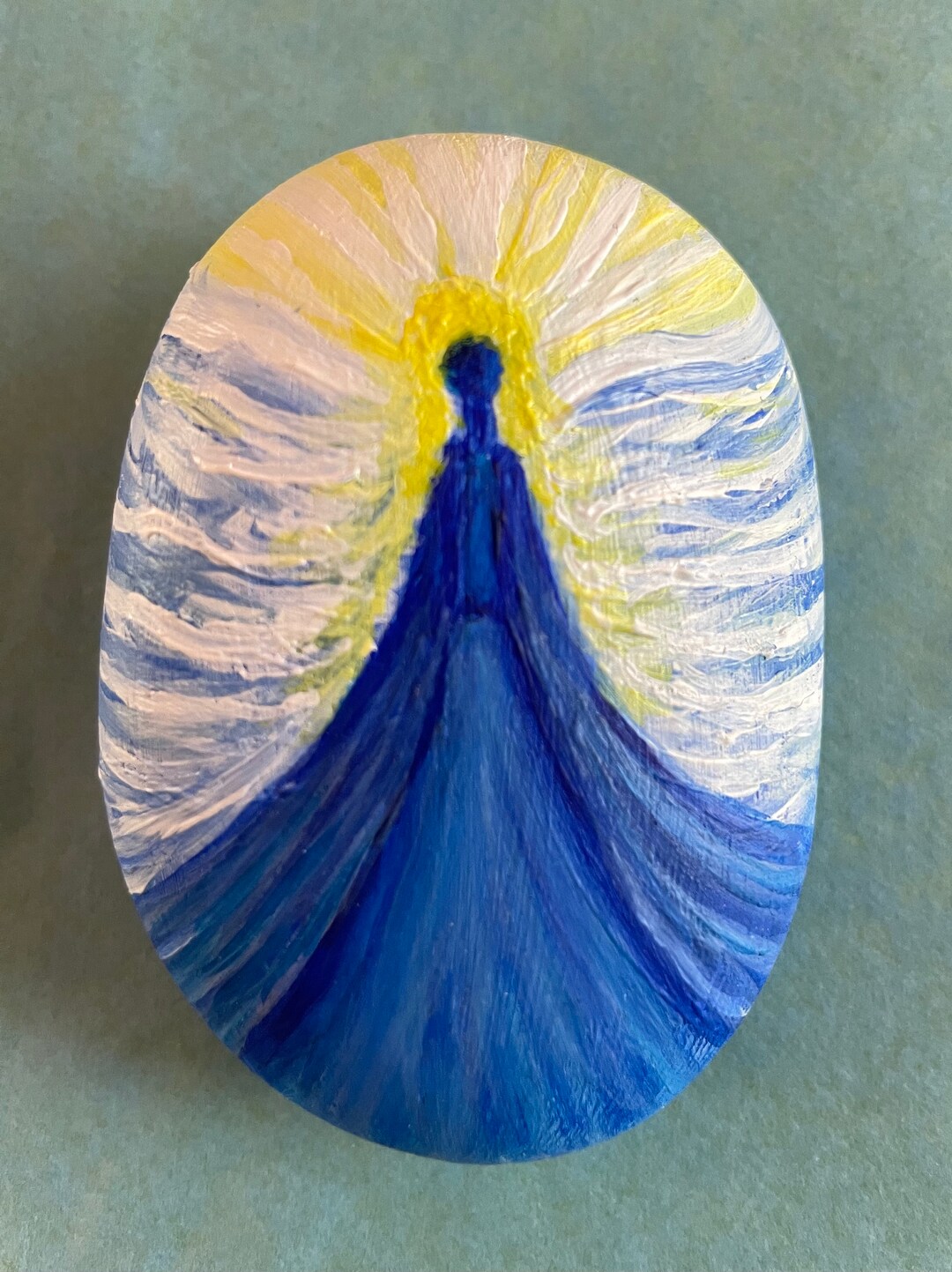 Archangel Michael Painted River Pebble Angel in My Pocket - Etsy