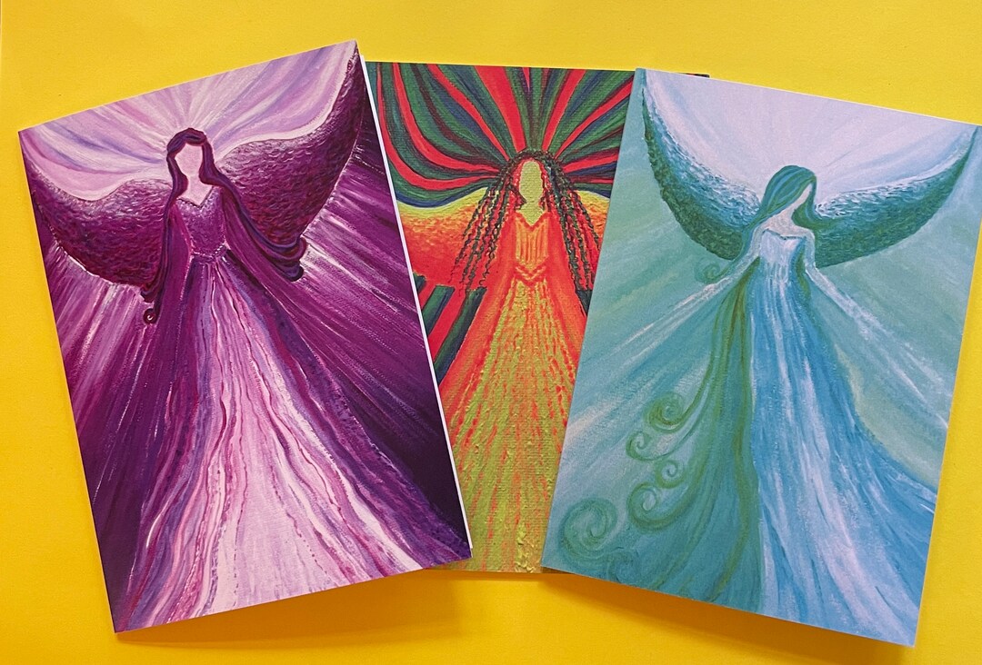 Angel Greeting Cards.mixed Pack of 3 Healing Angel Cards. Printed From ...