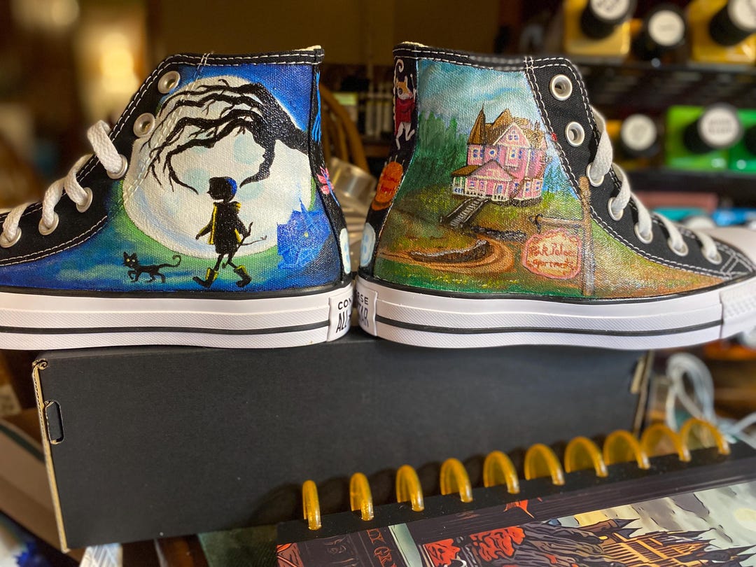 Coraline Shoes, Coraline and the Pink Palace, Custom Vans, Converse - Etsy