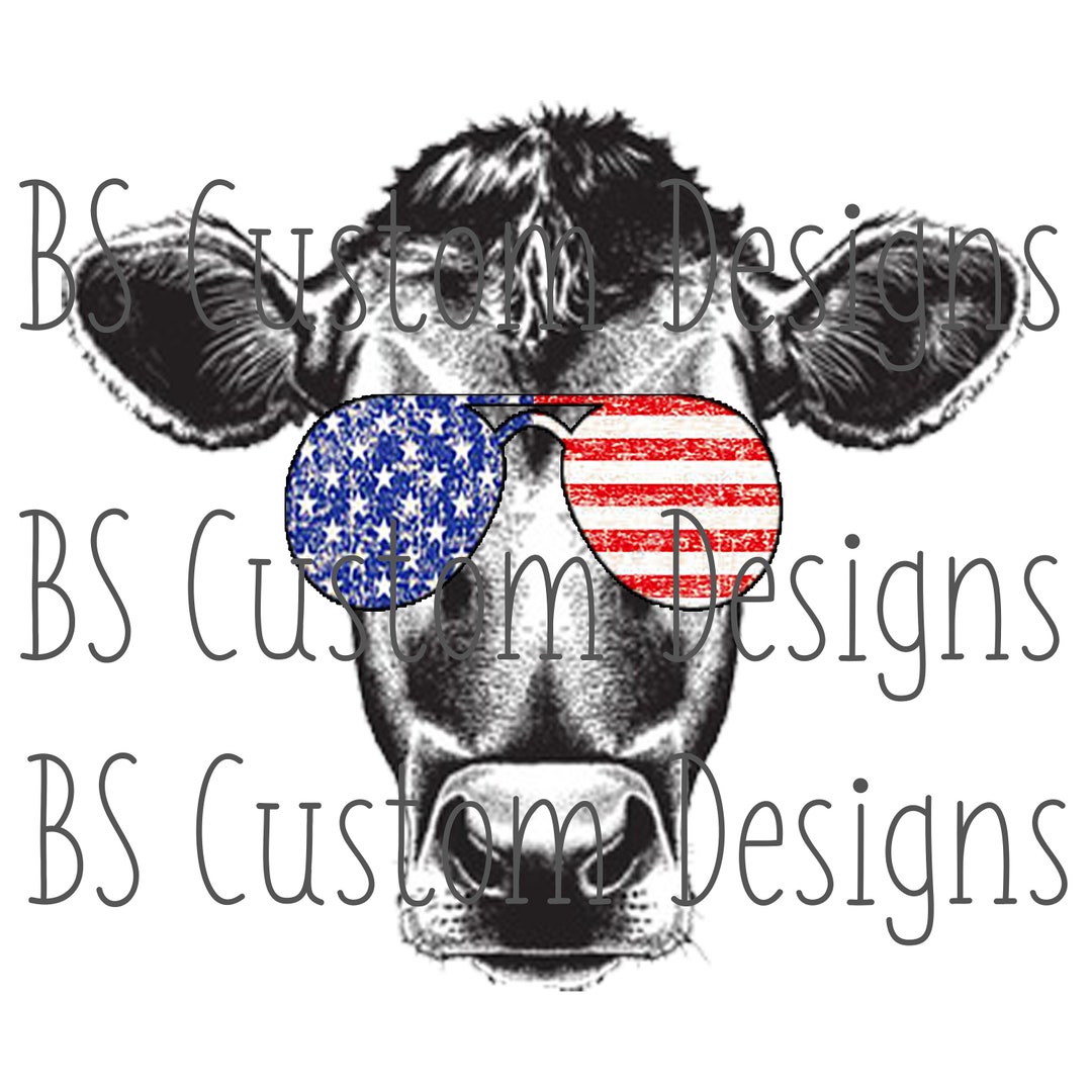 Cow Head. Patriotic. American Cow. Flag Cow. Sublimation Print. Digital ...