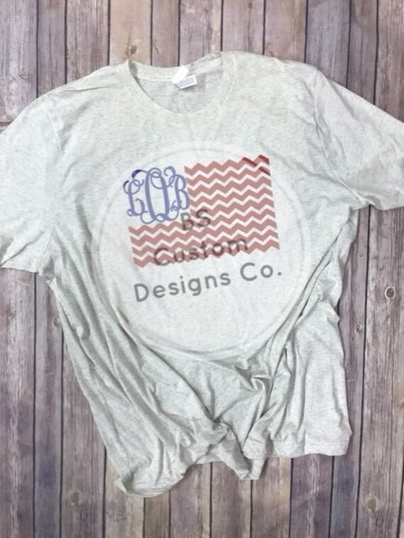Monogram Flag Chevron Flag American Flag USA Patriotic | Etsy