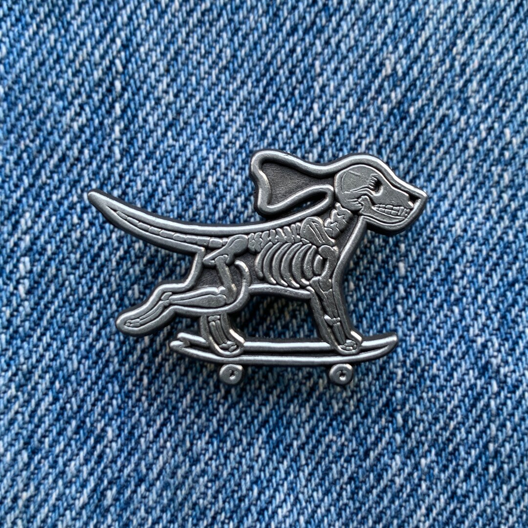 Skeleton Skateboard Dog Pin Enamel Pin Lapel Pin Best Pet Gift for Dog ...