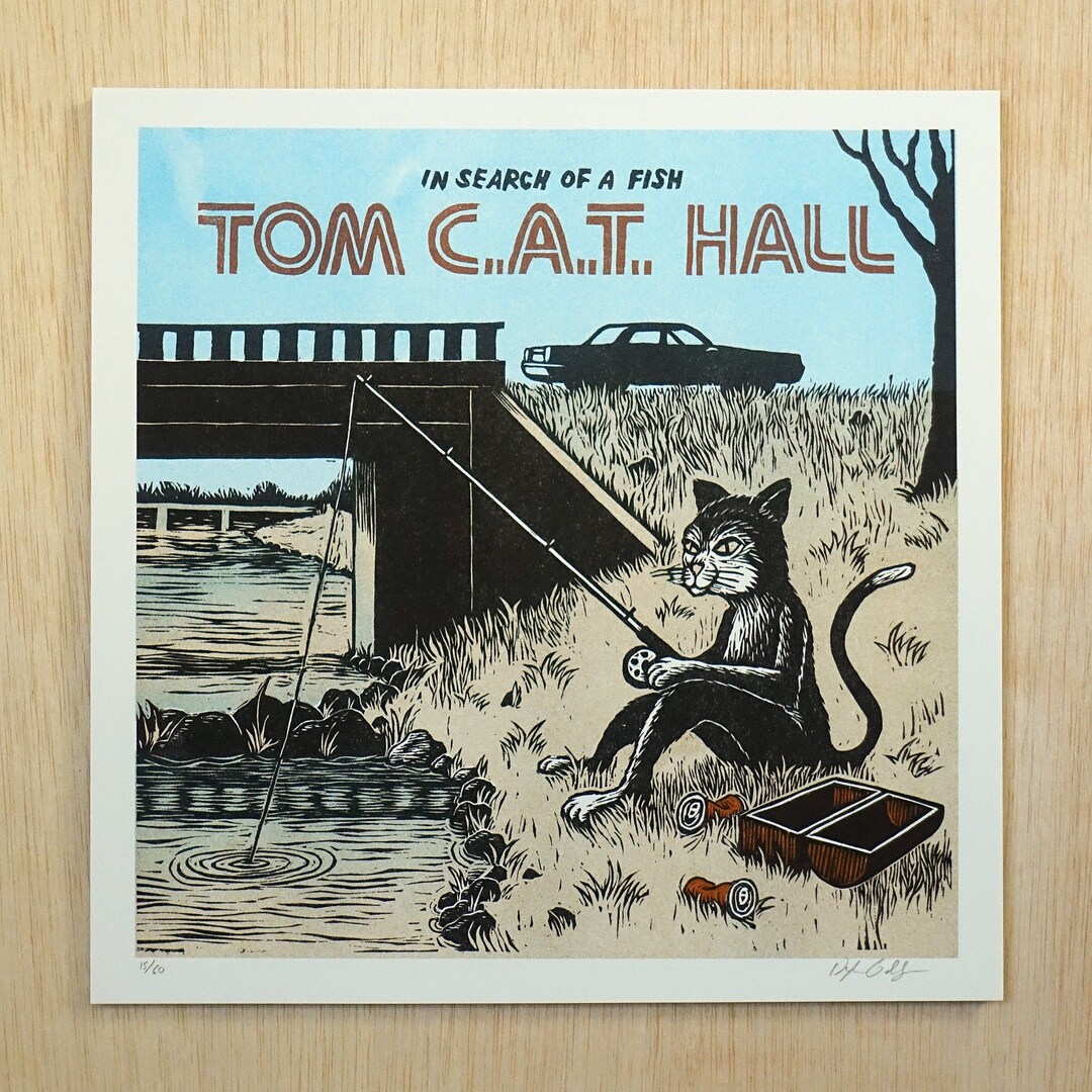 Tom T Hall "tom CAT Hall" Country Music Art Print | Woodcut Style ...