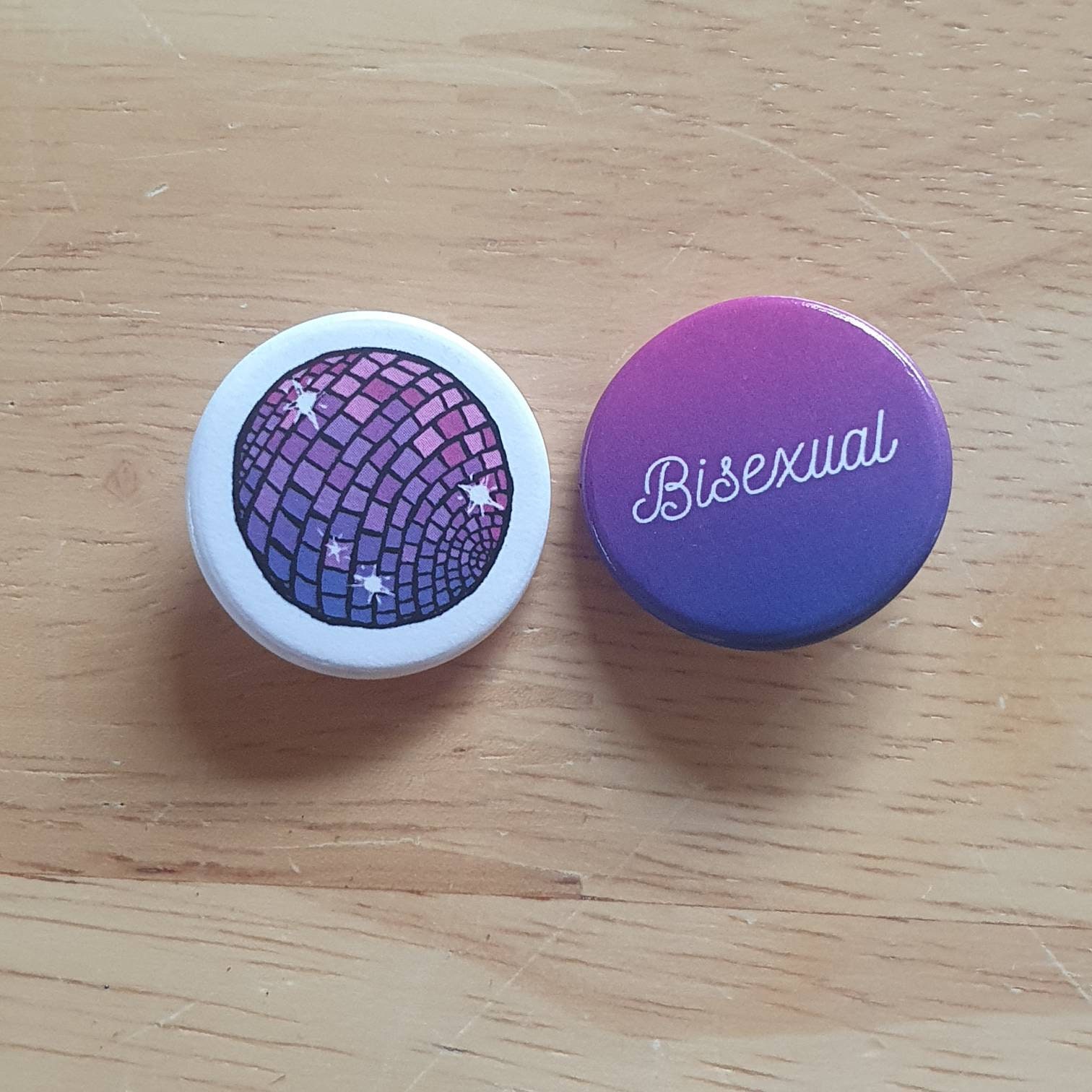 Bisexual Bi Disco Ball Pin Badge Set Of Two Etsy