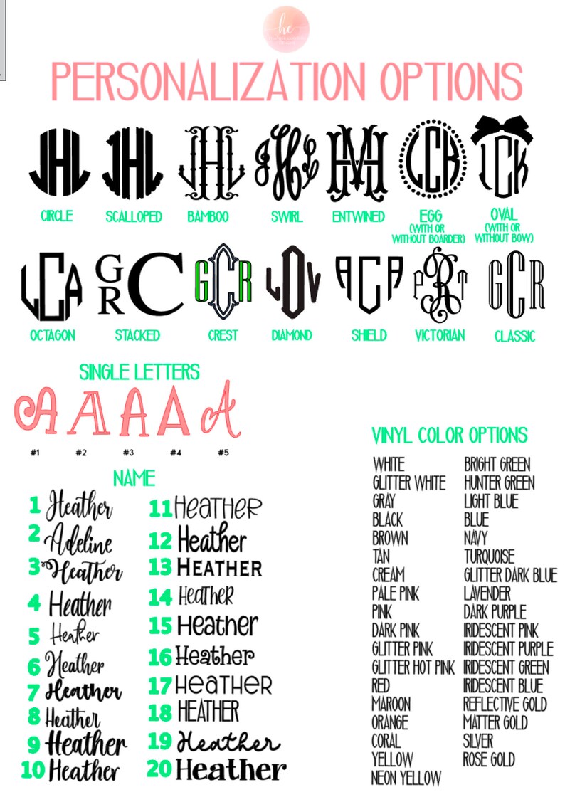 Monogram Vinyl Decal | Etsy