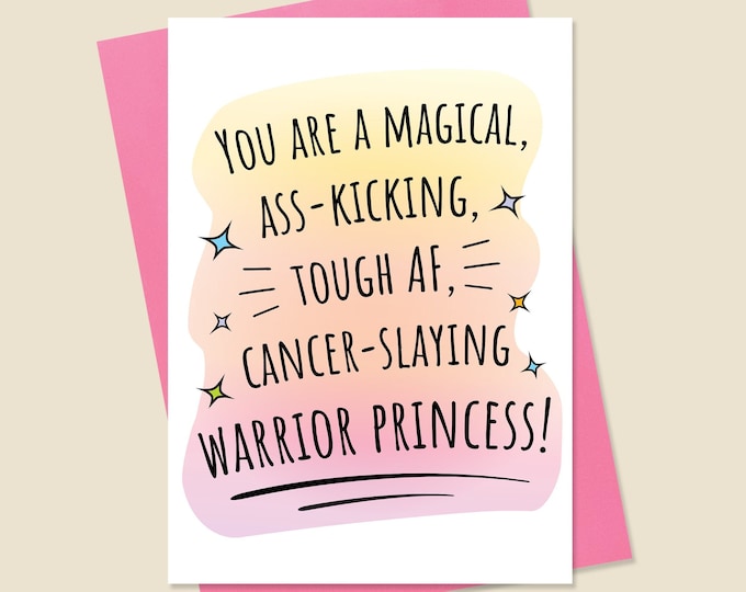 Funny Cancer Card, Cancer Encouragement Card, Warrior Princess, Cancer ...