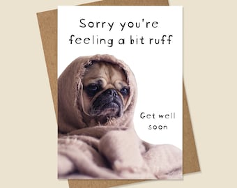 Pug Get Well Card - Etsy