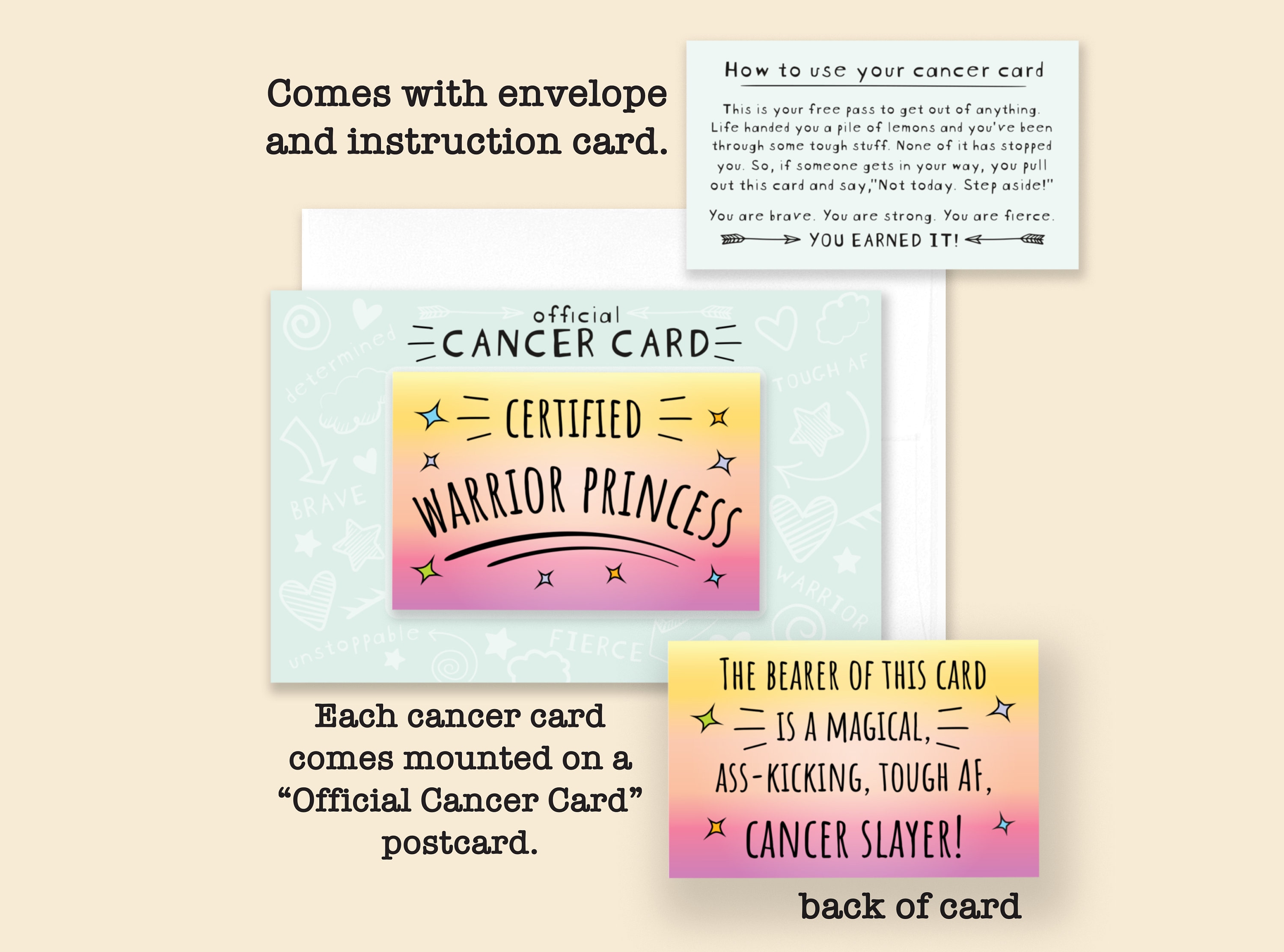 Funny Cancer Card, Cancer Encouragement Card, Warrior Princess, Cancer ...
