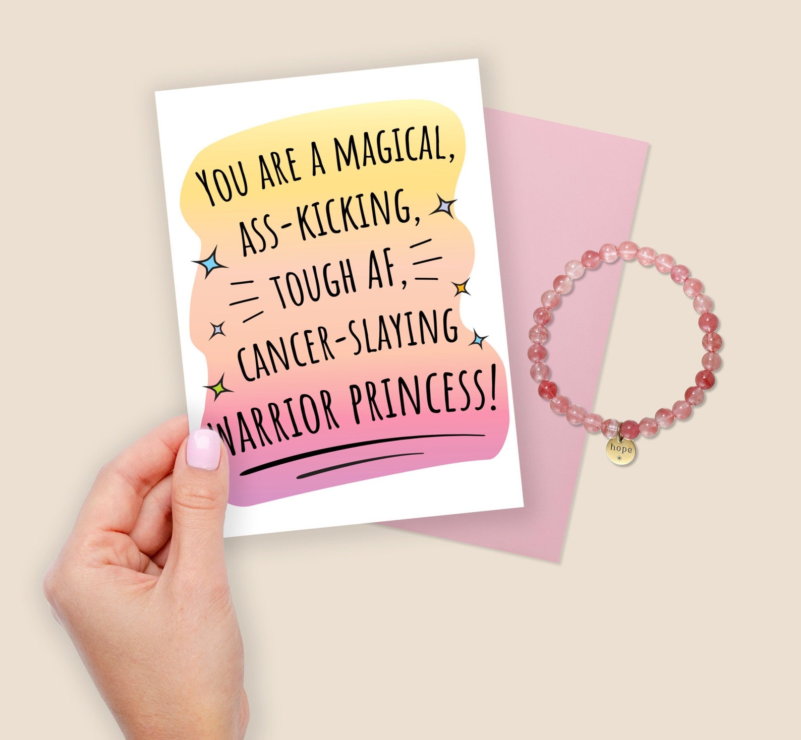 Cancer Patient Gift Set, Healing Bracelet and Cancer Card Gift, Cancer ...