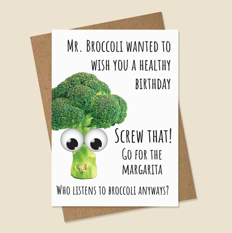 Funny Broccoli Card Silly Birthday Card Funny Birthday Card - Etsy