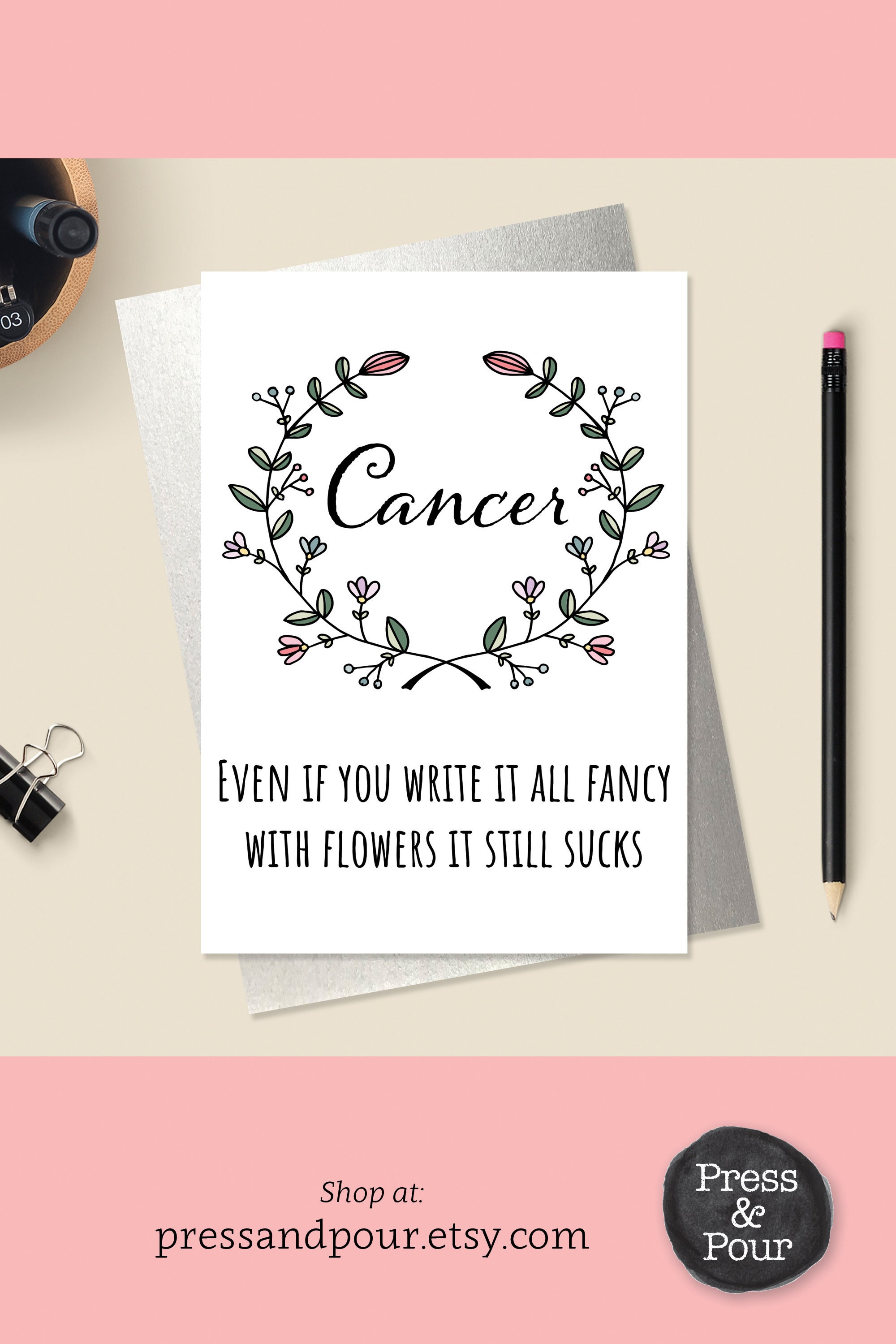 Funny Cancer Card Cancer Encouragement Card Cancer Sucks | Etsy