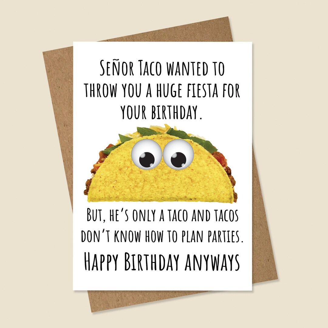 Taco Birthday Card, Fiesta Birthday Card - Etsy