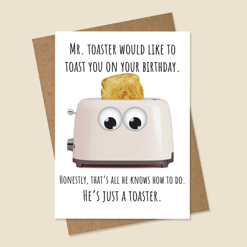 Toaster Birthday Card Funny Toaster Card - Etsy