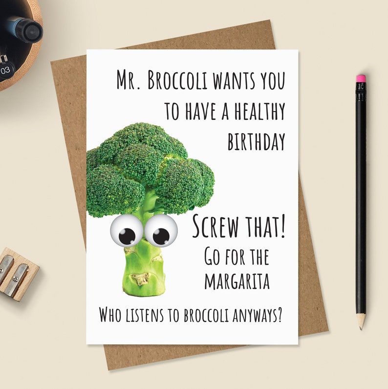 Funny Broccoli Card Silly Birthday Card | Etsy