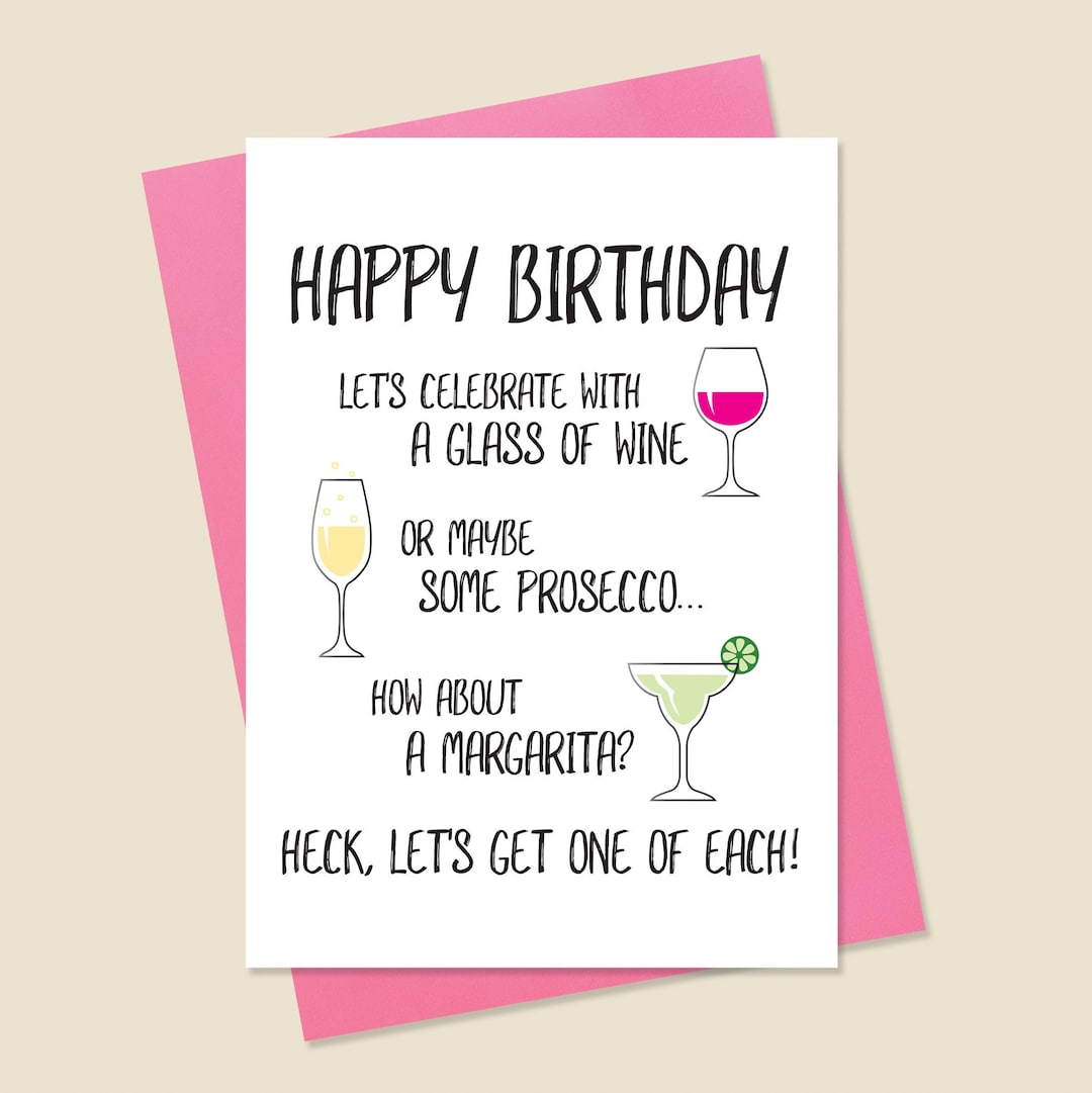 Wine Birthday Card Prosecco Card Alcohol Birthday Card - Etsy